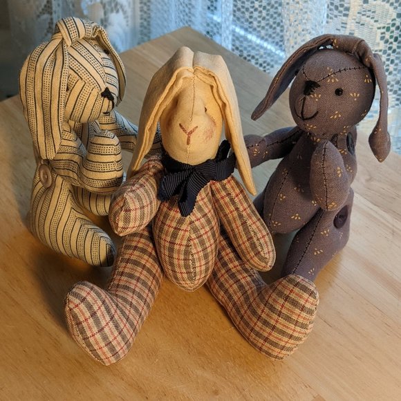 Handmade | Accents | Poseable Handmade Cottage Core Fabric Bunny ...